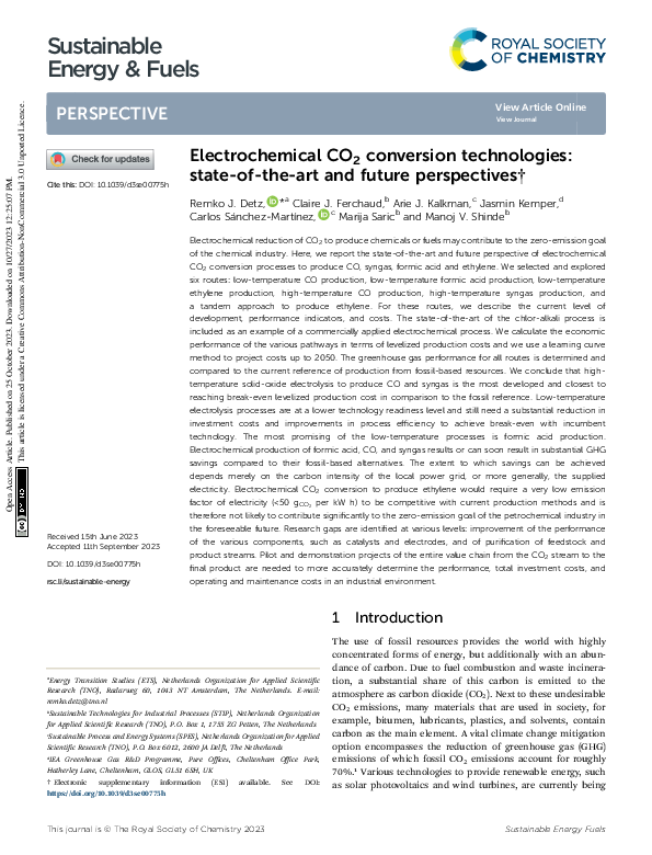 (PDF) Electrochemical CO2 conversion technologies: state-of-the-art and ...