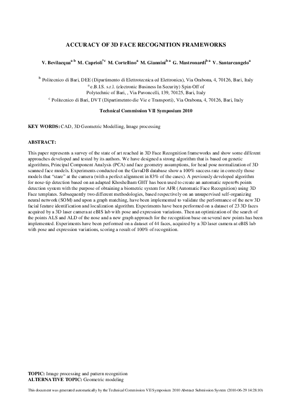 (PDF) Accuracy of 3D Face Recognition Frameworks