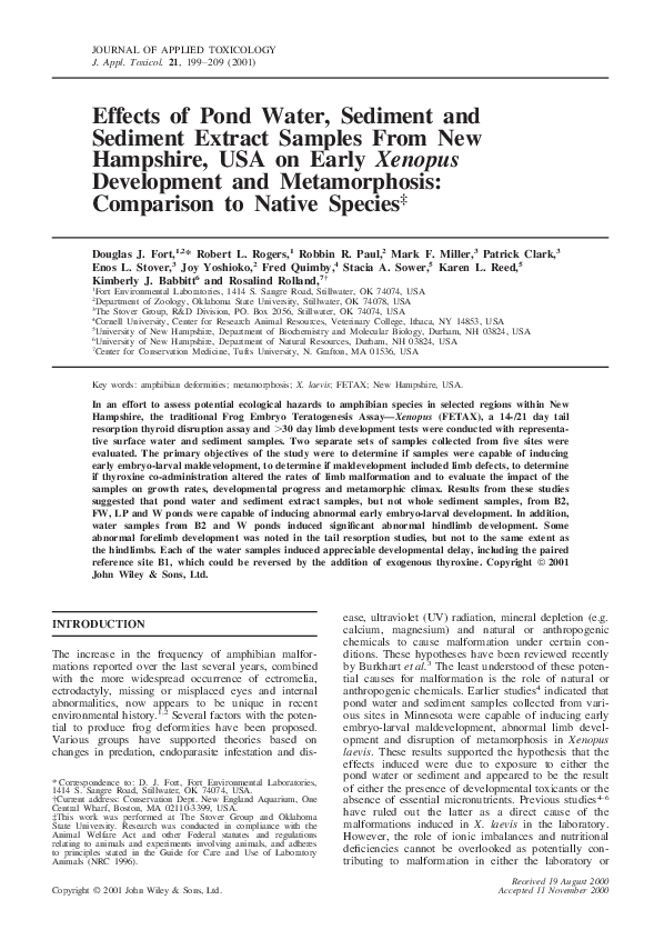 (PDF) Effects of pond water, sediment and sediment extract samples from ...