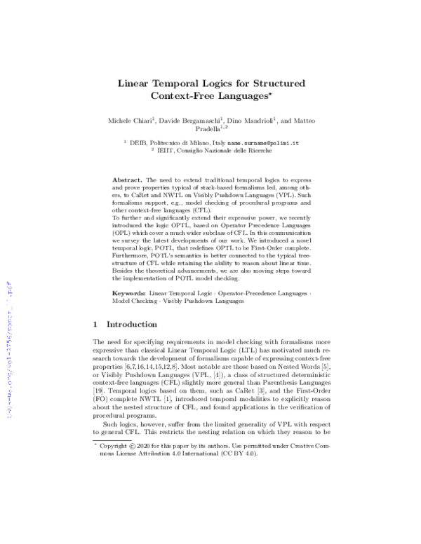 (PDF) Linear Temporal Logics for Structured Context-Free Languages