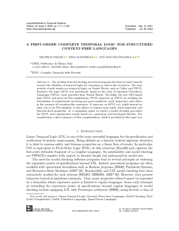 (PDF) A First-Order Complete Temporal Logic for Structured Context-Free Languages | Dino ...