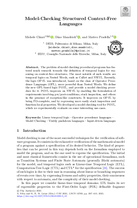 (PDF) Model-Checking Structured Context-Free Languages
