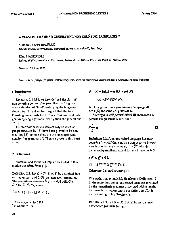 (PDF) A class of grammar generating non-counting languages