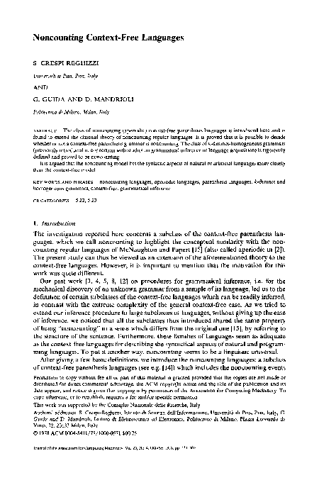 (PDF) Noncounting Context-Free Languages