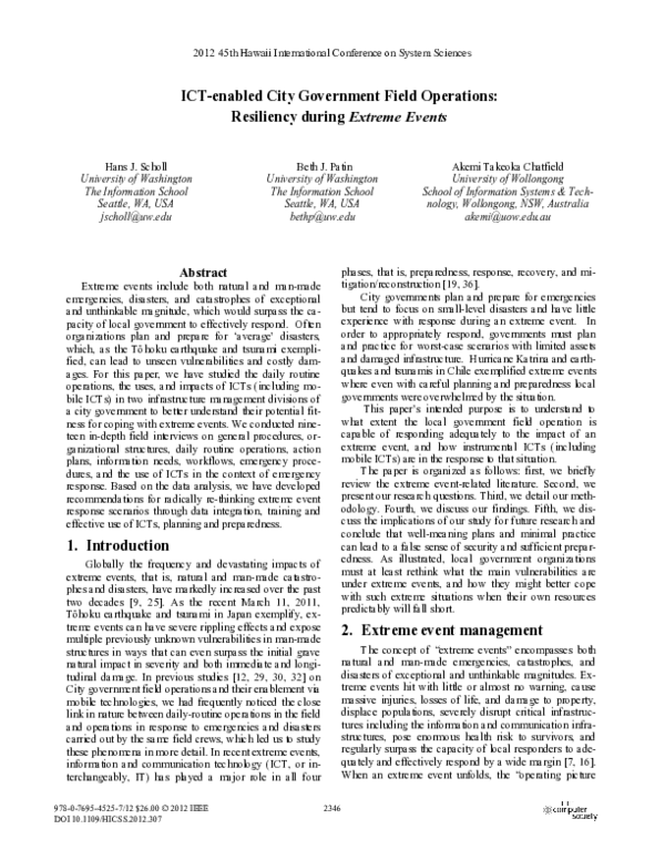 (PDF) ICT-Enabled City Government Field Operations: Resiliency During ...