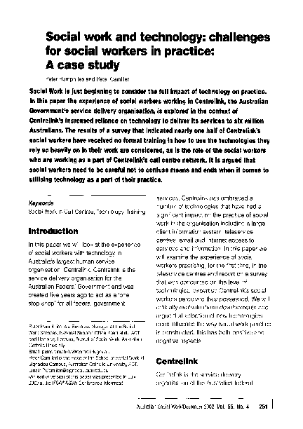 (PDF) Social work and technology: Challenges for social workers in ...