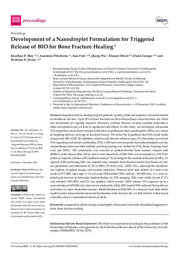 (PDF) Development of a Nanodroplet Formulation for Triggered Release of BIO for Bone Fracture ...