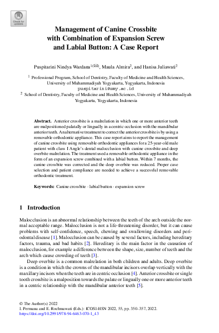(PDF) Management of Canine Crossbite with Combination of Expansion ...