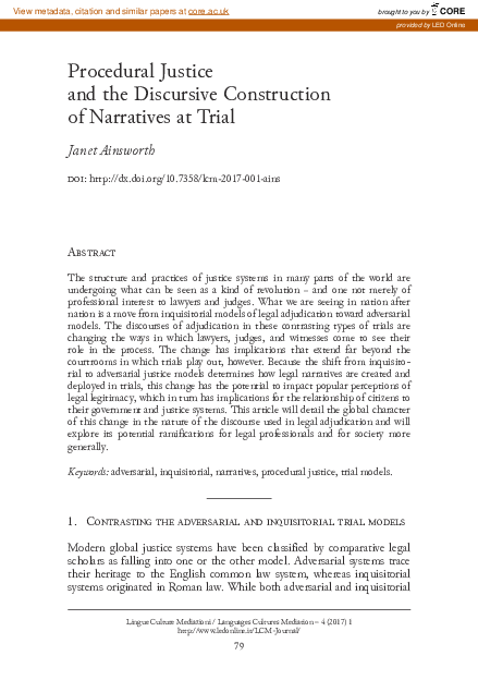 (PDF) Procedural Justice and the Discursive Construction of Narratives at Trial
