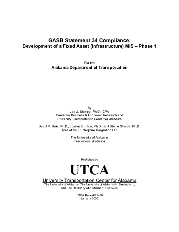 (PDF) GASB Statement 34 compliance : development of a fixed asset ...