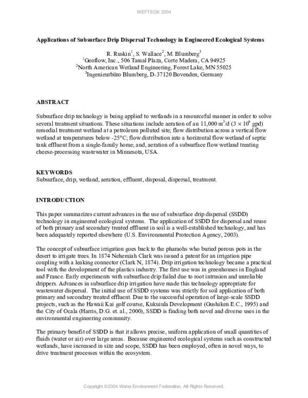 (PDF) Applications of Subsurface Drip Dispersal Technology in ...
