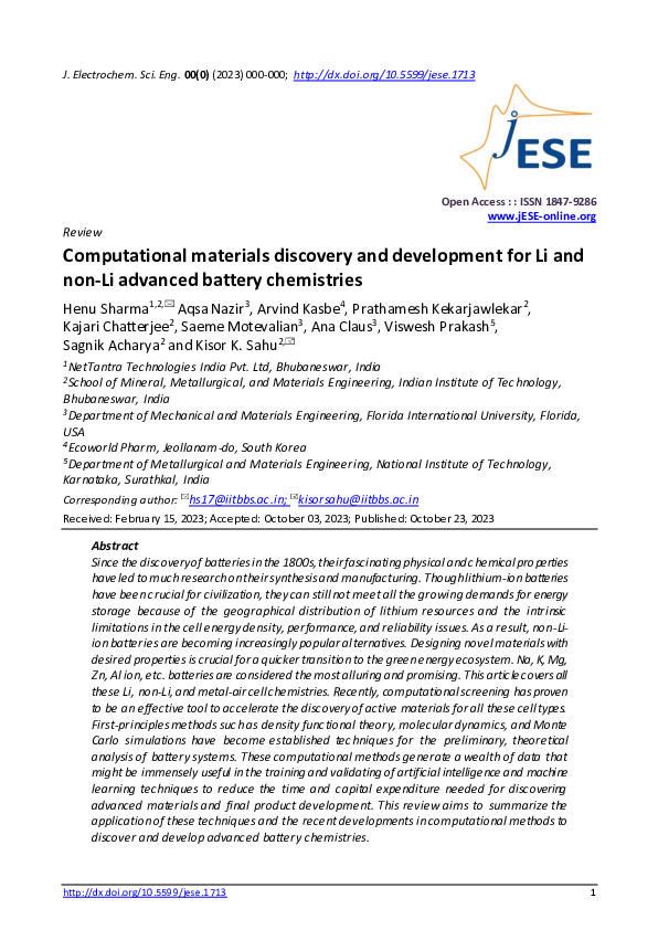 (PDF) Computational materials discovery and development for Li and non-Li advanced battery ...