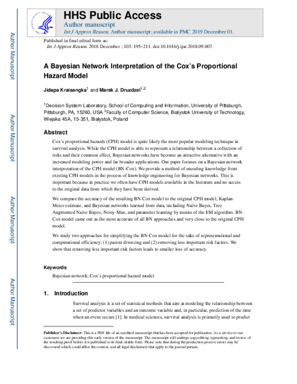 (PDF) A Bayesian network interpretation of the Cox's proportional ...