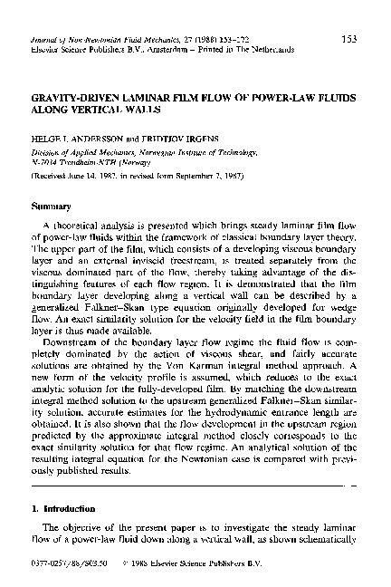 (PDF) Gravity-driven laminar film flow of power-law fluids along ...