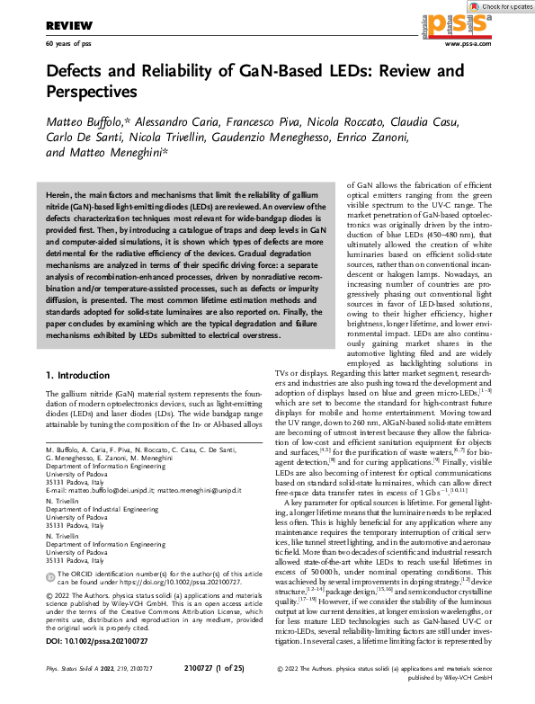 (PDF) Defects and Reliability of GaN‐Based LEDs: Review and Perspectives