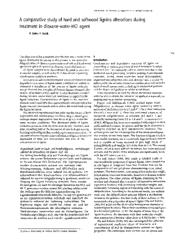 (PDF) A comparative study of hard and softwood lignins alterations ...