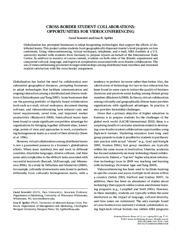 (PDF) Cross-Border Student Collaborations: Opportunities for ...