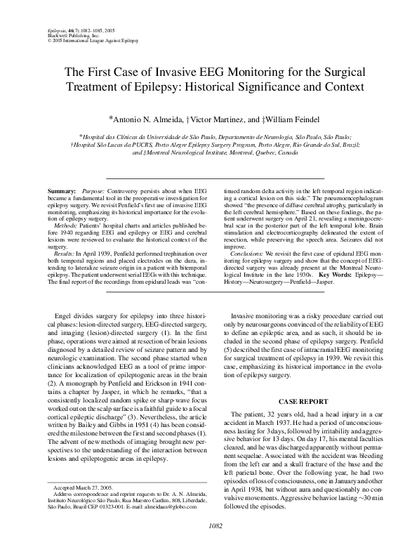(PDF) The First Case of Invasive EEG Monitoring for the Surgical ...