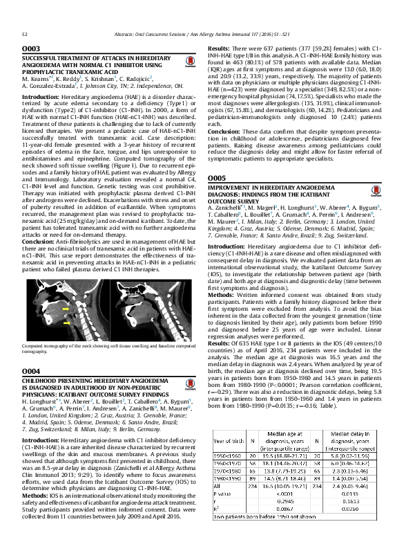 (PDF) O003 Successful treatment of attacks in hereditary angioedema ...