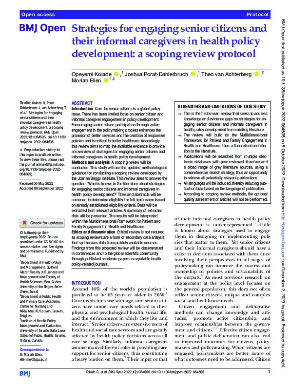 Pdf Strategies For Engaging Senior Citizens And Their Informal