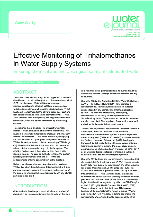 (PDF) Effective monitoring of trihalomethanes in water supply systems
