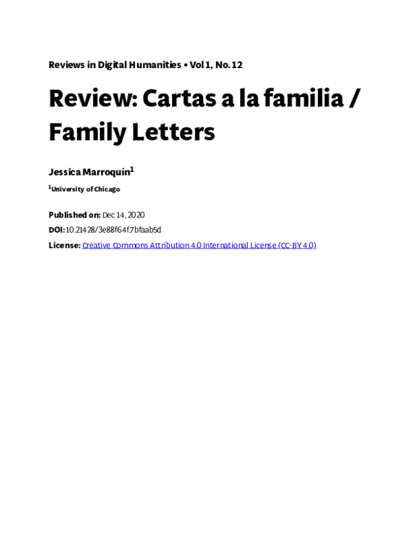 (PDF) Review: Cartas a la familia/Family Letters