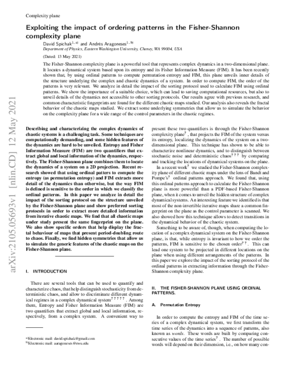 (PDF) Exploiting the impact of ordering patterns in the Fisher-Shannon ...