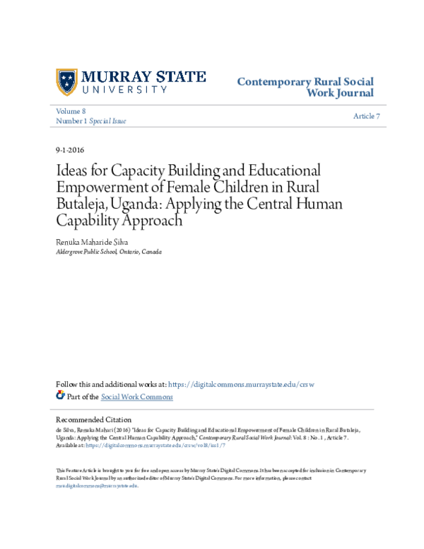 (PDF) Ideas for Capacity Building and Educational Empowerment of Female ...