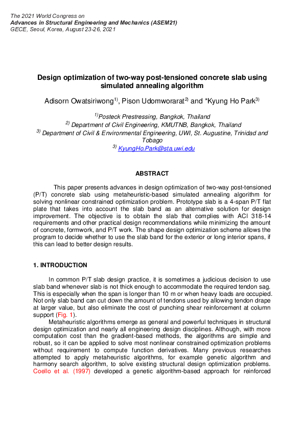 (PDF) Design optimization of two-way post-tensioned concrete slab using simulated annealing ...