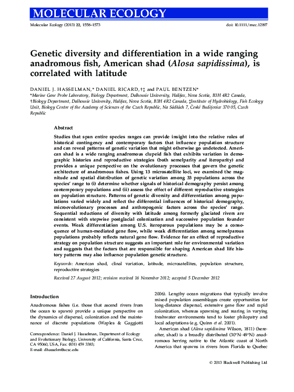 (PDF) Genetic diversity and differentiation in a wide ranging ...