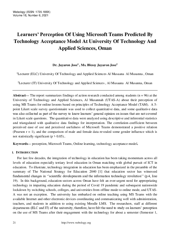 (PDF) Learners’ Perception Of Using Microsoft Teams Predicted By ...