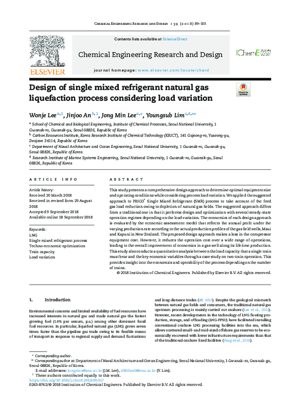 (PDF) Design of single mixed refrigerant natural gas liquefaction ...