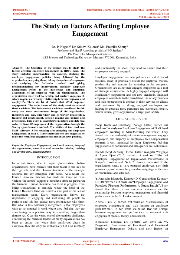 (PDF) The Study on Factors Affecting Employee Engagement