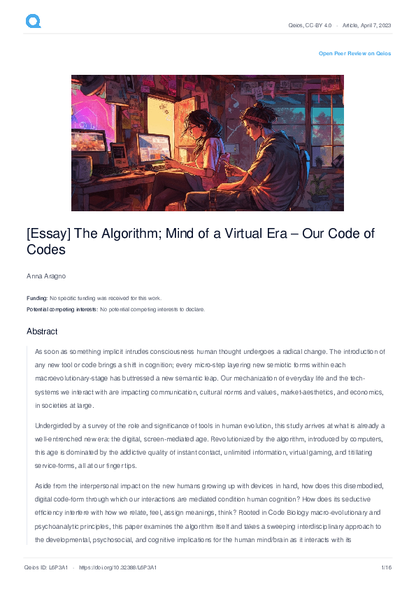 (PDF) [Essay] The Algorithm; Mind of a Virtual Era – Our Code of Code