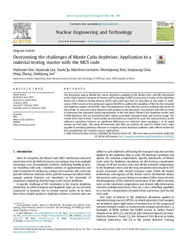 (PDF) RETRACTED: Overcoming the challenges of Monte Carlo depletion ...