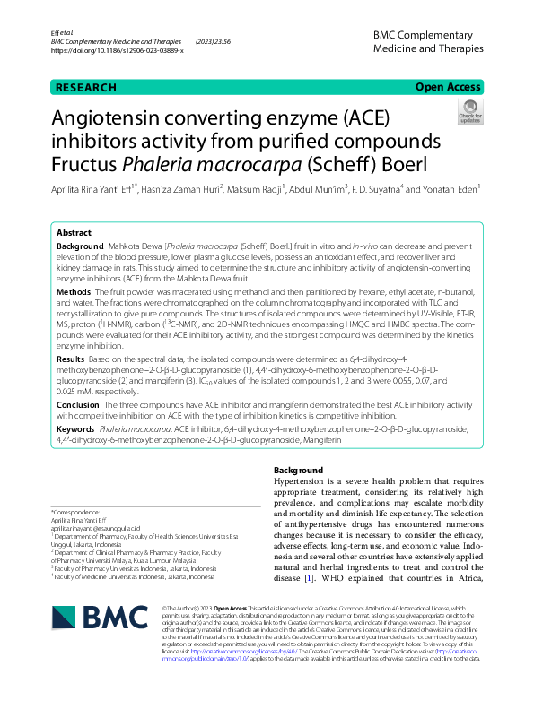 (PDF) Angiotensin converting enzyme (ACE) inhibitors activity from ...