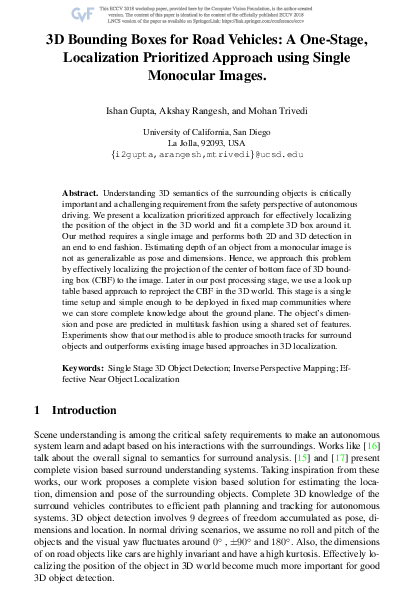 (PDF) 3D Bounding Boxes for Road Vehicles: A One-Stage, Localization ...