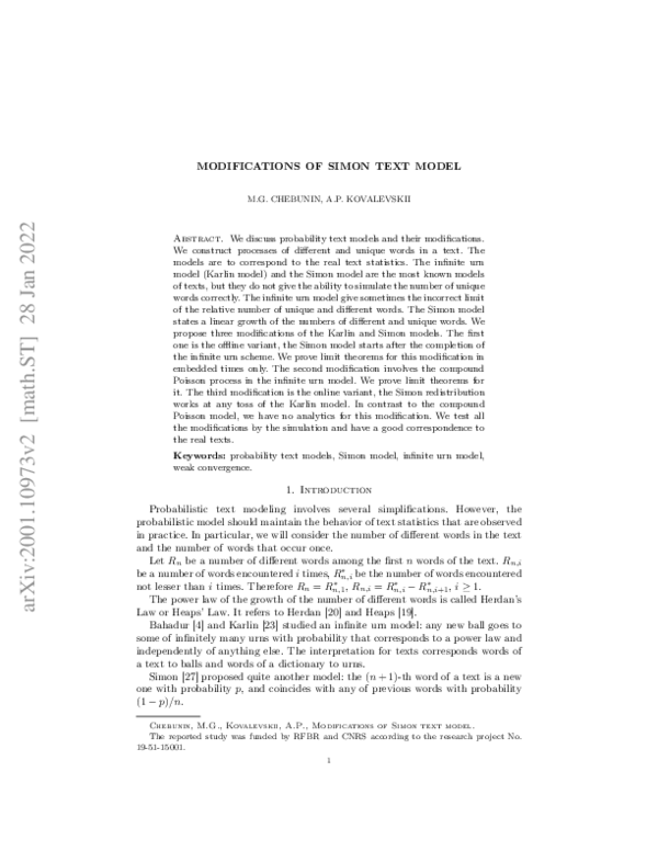 (PDF) Modifications of Simon text model