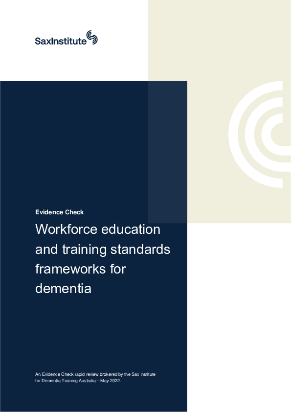 (PDF) Workforce education and training standards frameworks for dementia