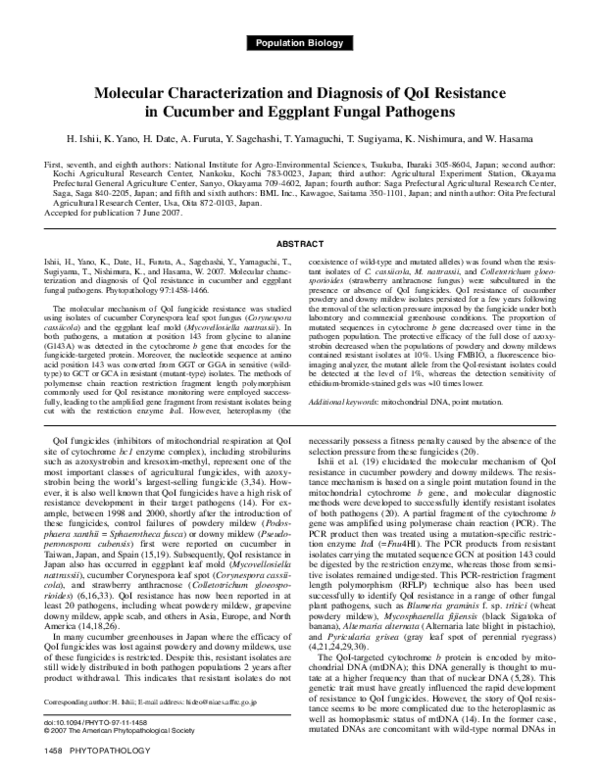 (PDF) Molecular Characterization and Diagnosis of QoI Resistance in ...