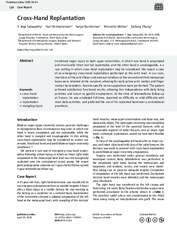 (PDF) Cross-Hand Replantation