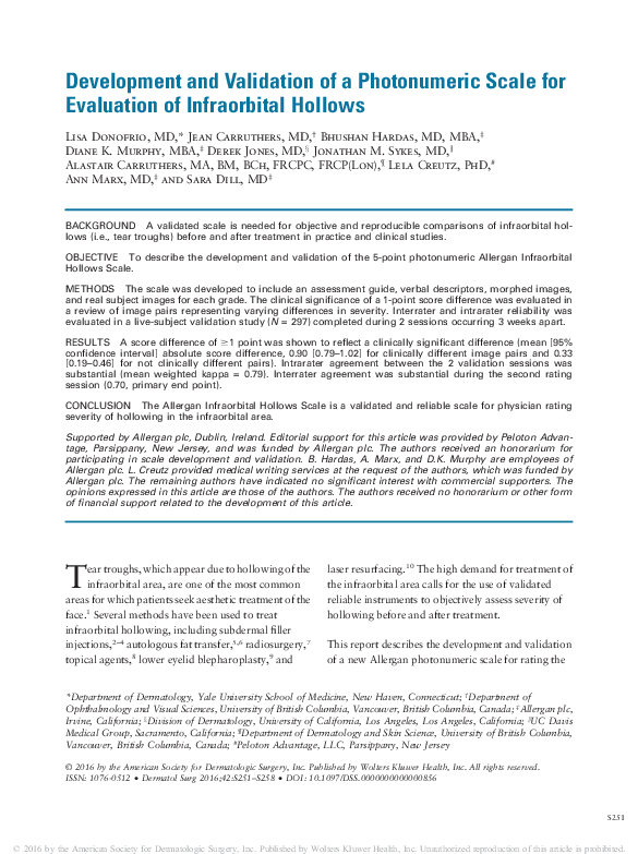 (PDF) Development and Validation of a Photonumeric Scale for Evaluation ...