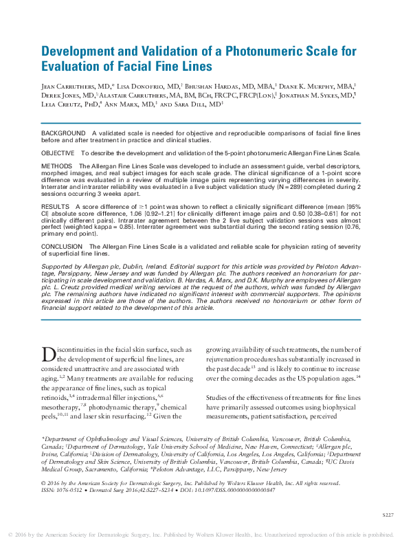 (PDF) Development and Validation of a Photonumeric Scale for Evaluation ...
