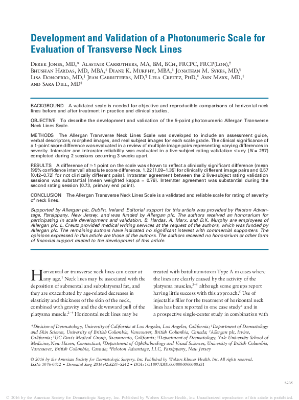 (PDF) Development and Validation of a Photonumeric Scale for Evaluation ...