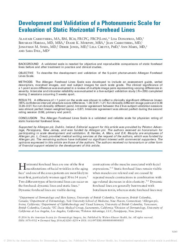 (PDF) Development and Validation of a Photonumeric Scale for Evaluation of Static Horizontal ...