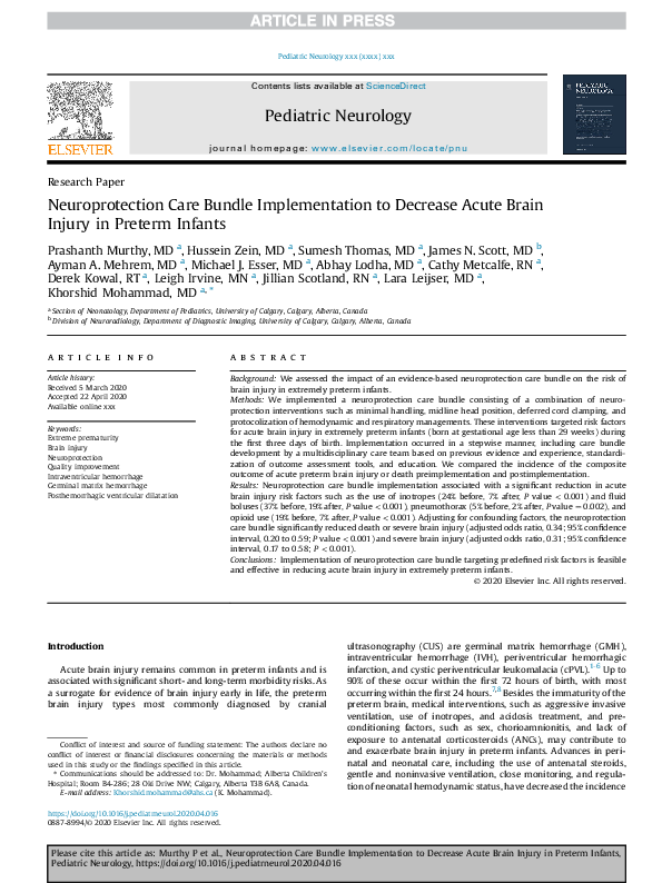 (PDF) Neuroprotection Care Bundle Implementation to Decrease Acute ...