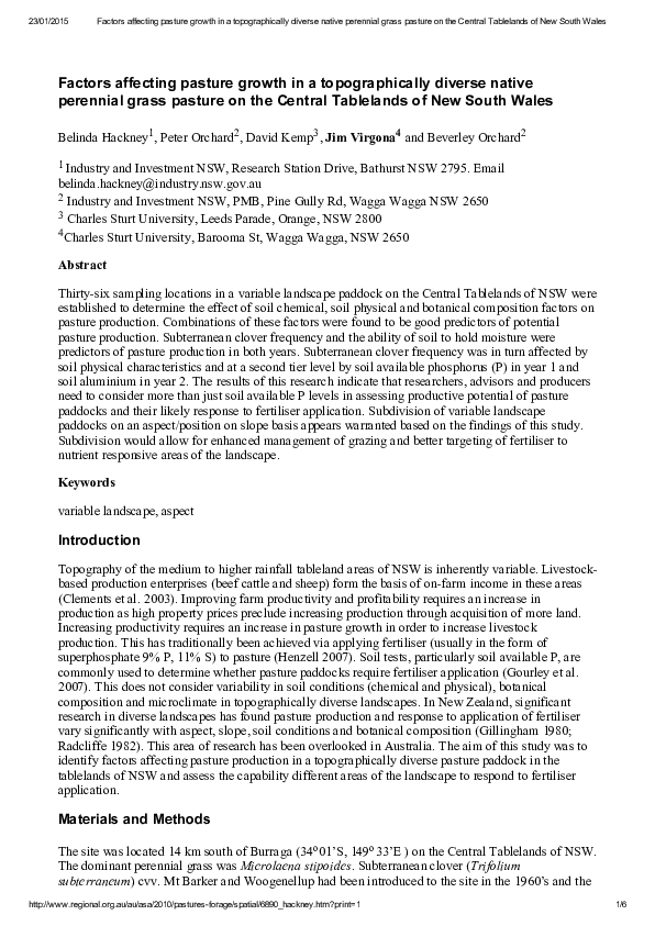 (PDF) Factors affecting pasture growth in a topographically diverse ...