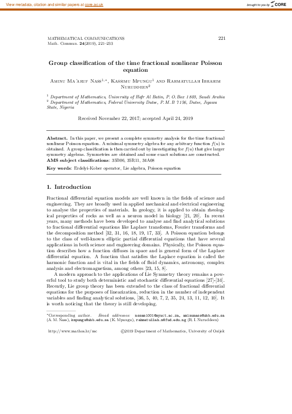 (PDF) Group classification of space-time fractional nonlinear Poisson ...