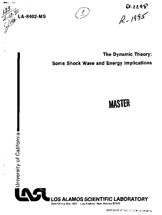 (PDF) Dynamic Theory: some shock wave and energy implications