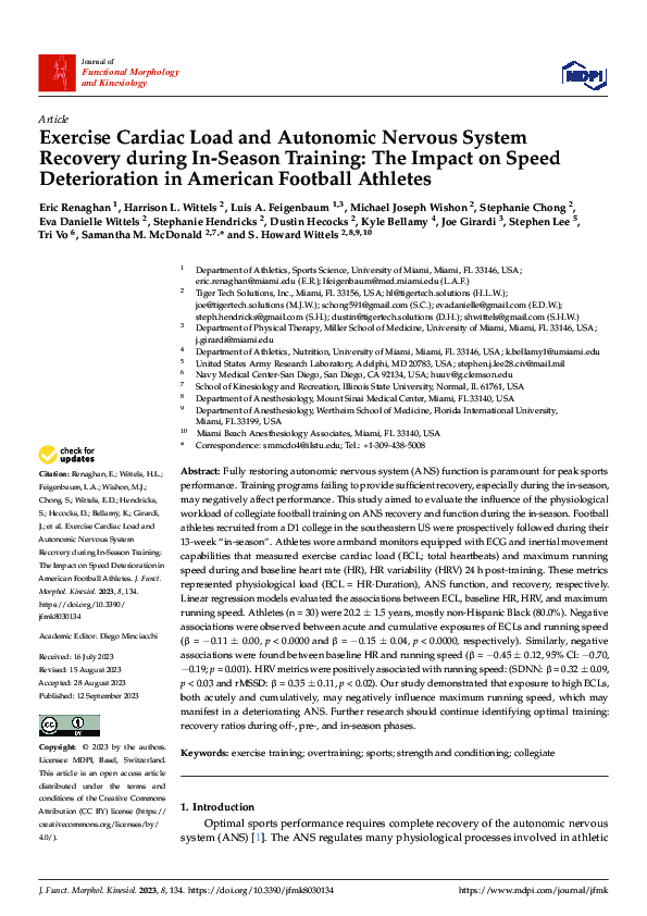 (PDF) Exercise Cardiac Load and Autonomic Nervous System Recovery ...